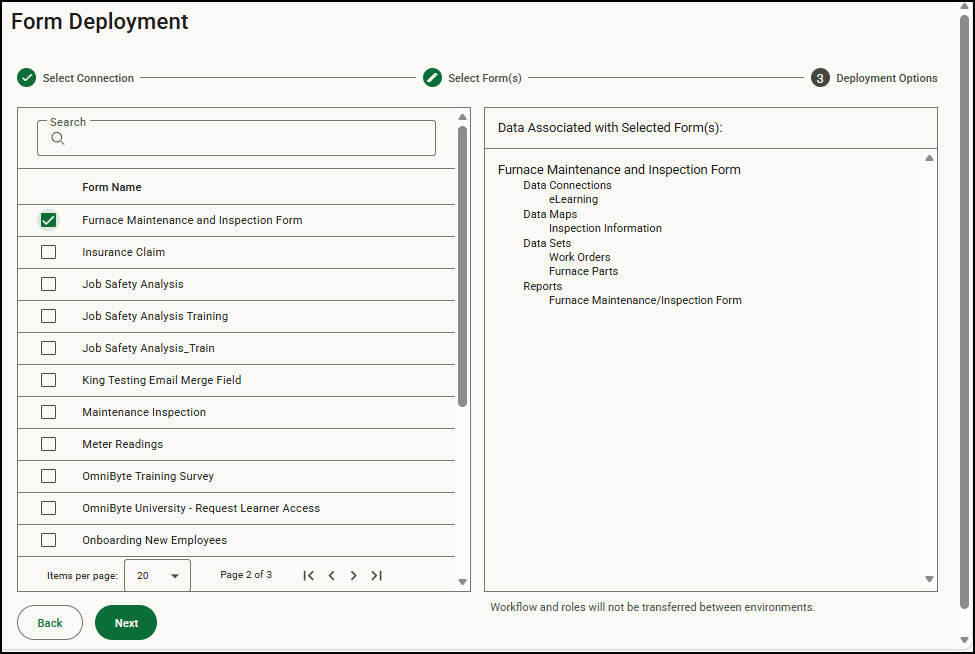 Using the Form Deployment Page