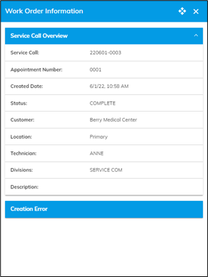 Viewing the Add Work Order Log