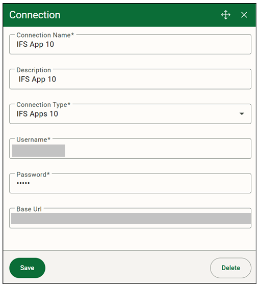 Using the IFS Apps 10 Connection Type