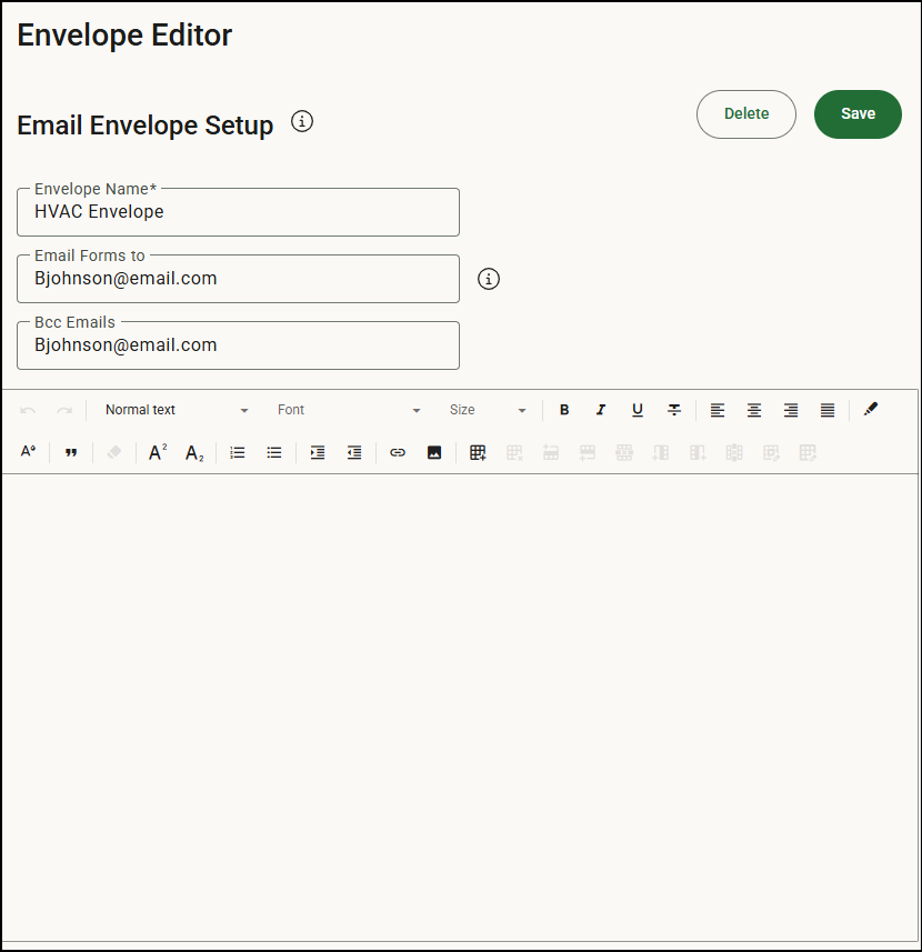 Emailing Envelopes