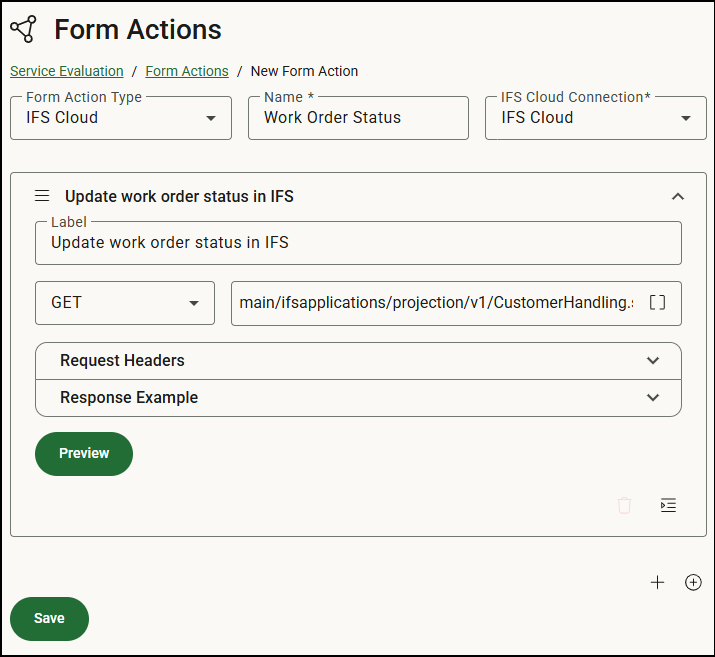 Creating an IFS Cloud Form Action Type