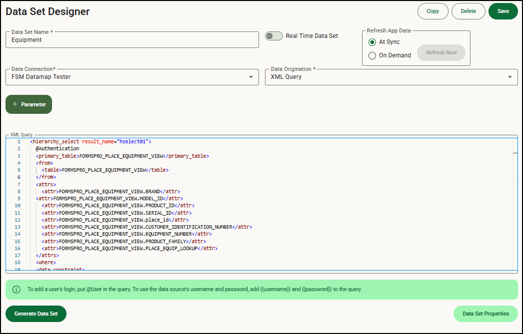 Creating A Data Set Using An Xml Query