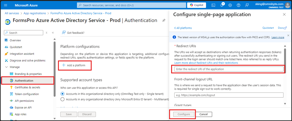 Using Azure Entra ID for SSO
